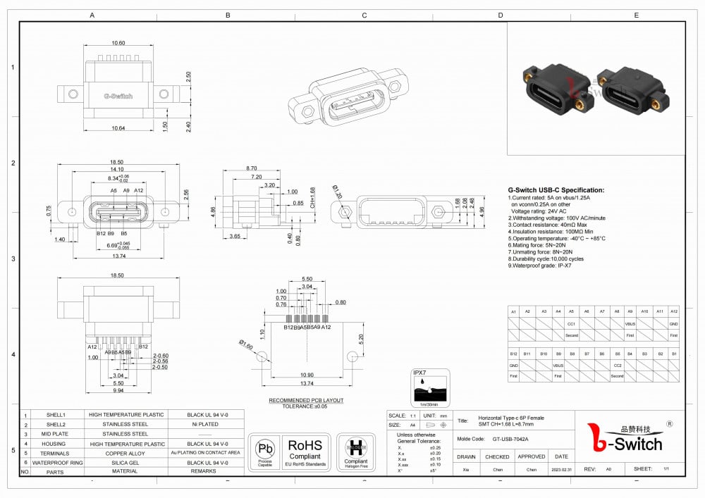 GT-USB-7042 technical document preview
