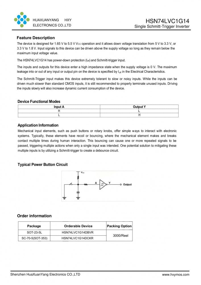 HSN74LVC1G14DCKR datasheet page 6