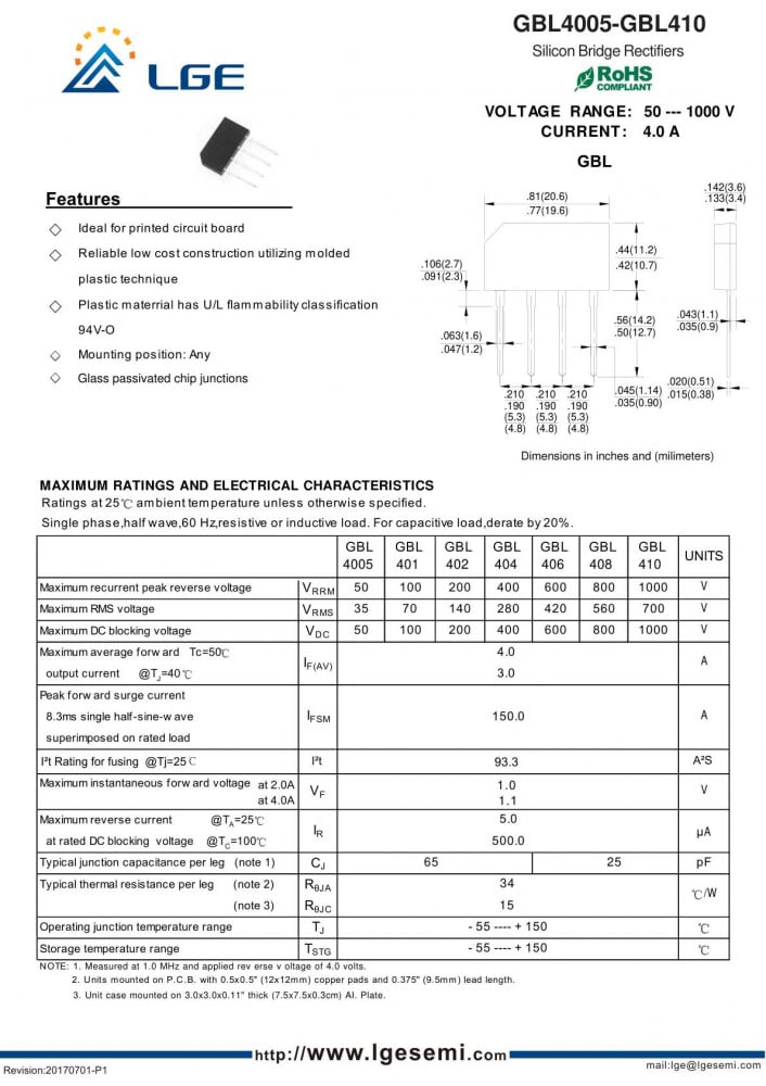 LGE GBL408 datasheet page 1