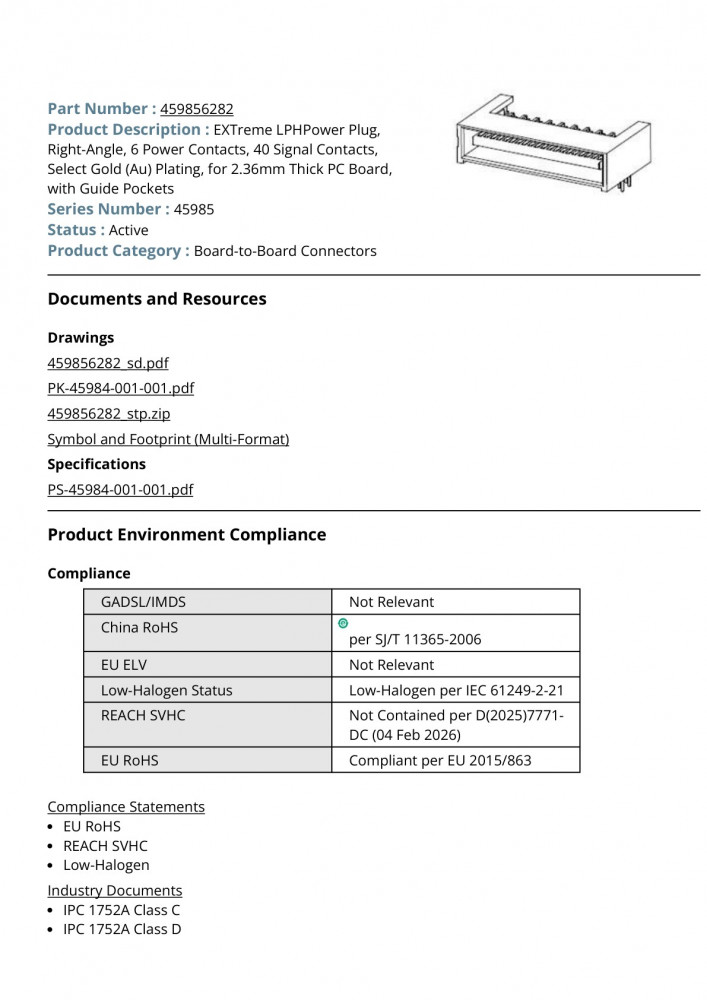 MOLEX 459856282 document preview, page 1