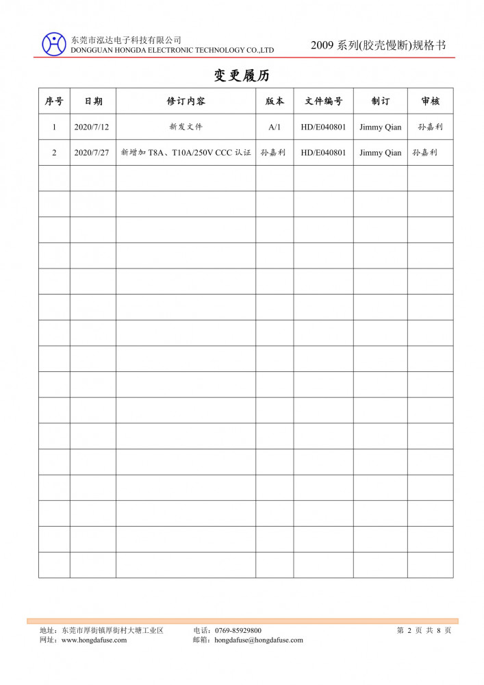 Hongda 2009T12A250V specification page 2