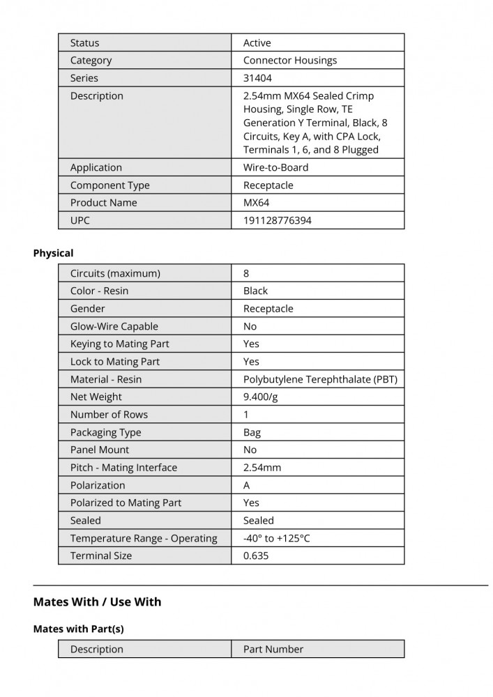MOLEX 314049113 document image, page 2