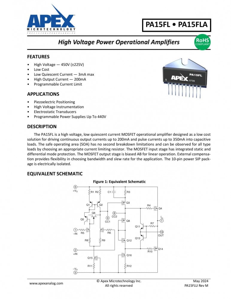 PA15FU technical document page 1