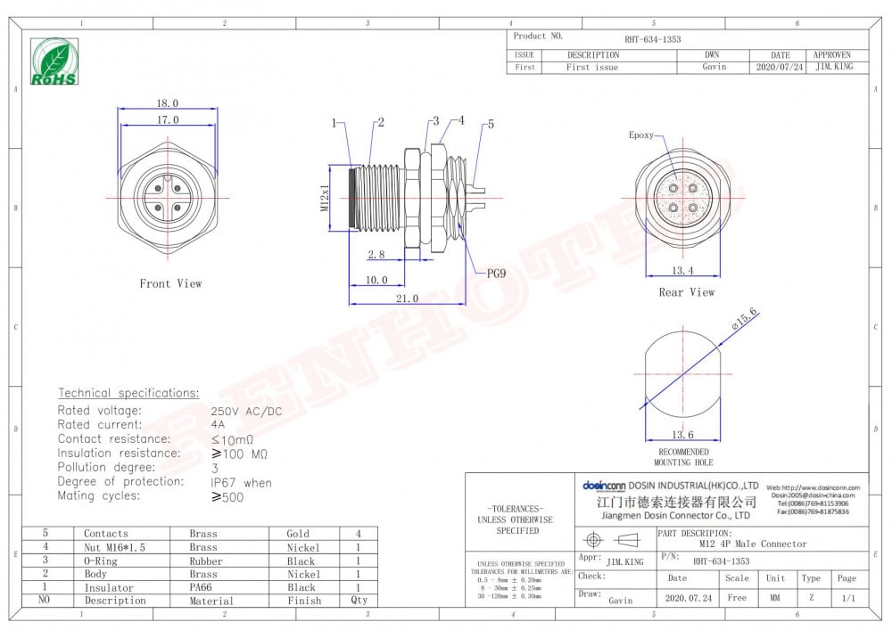 RHT-634-1353 technical drawing preview