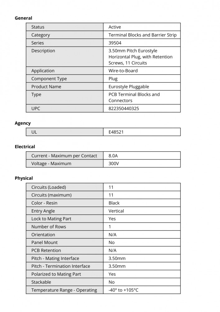 Technical document page 2 for MOLEX 395040011