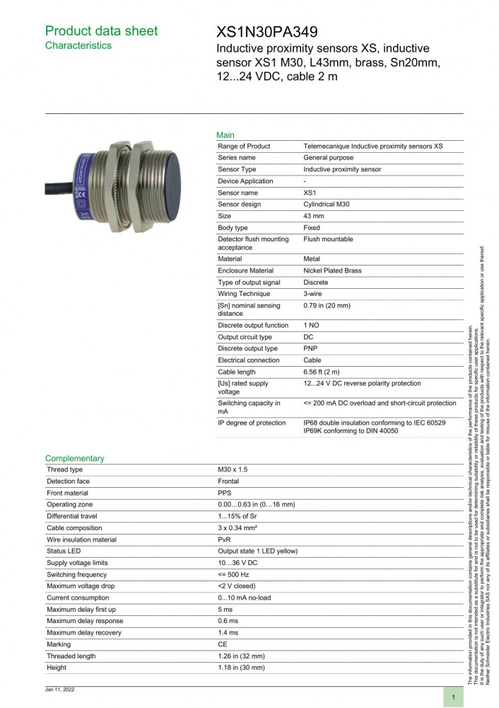 XS1N30PA349 technical document page 1