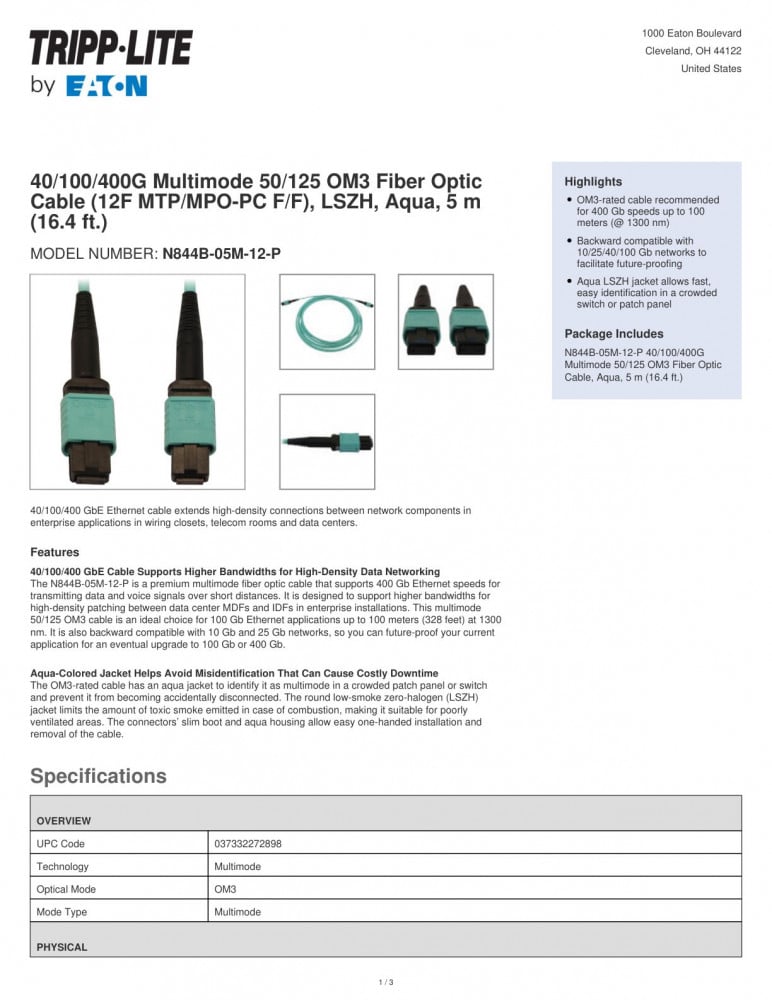 N844B-05M-12-P technical document page 1