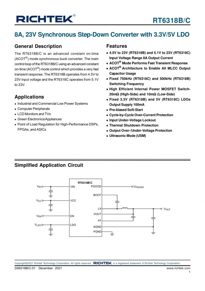 RT6318 datasheet page 1