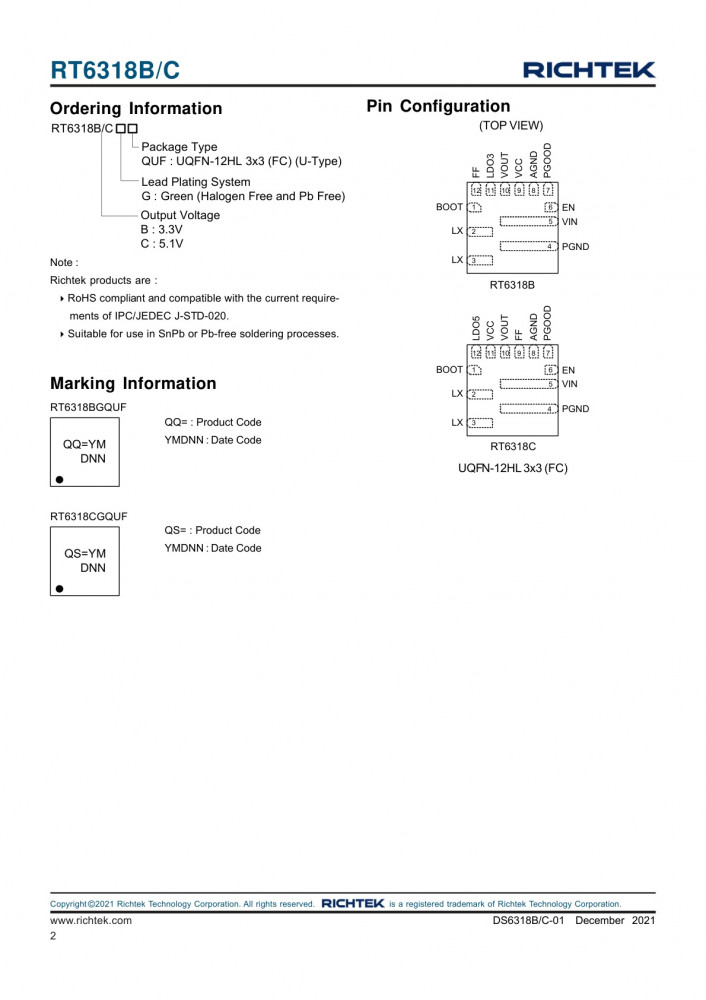RT6318 datasheet page 2