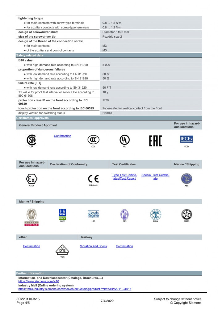 3RV20110JA15 datasheet page 4