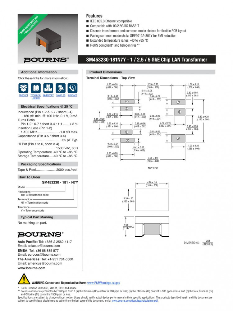 SM453230-181N7Y datasheet page 1