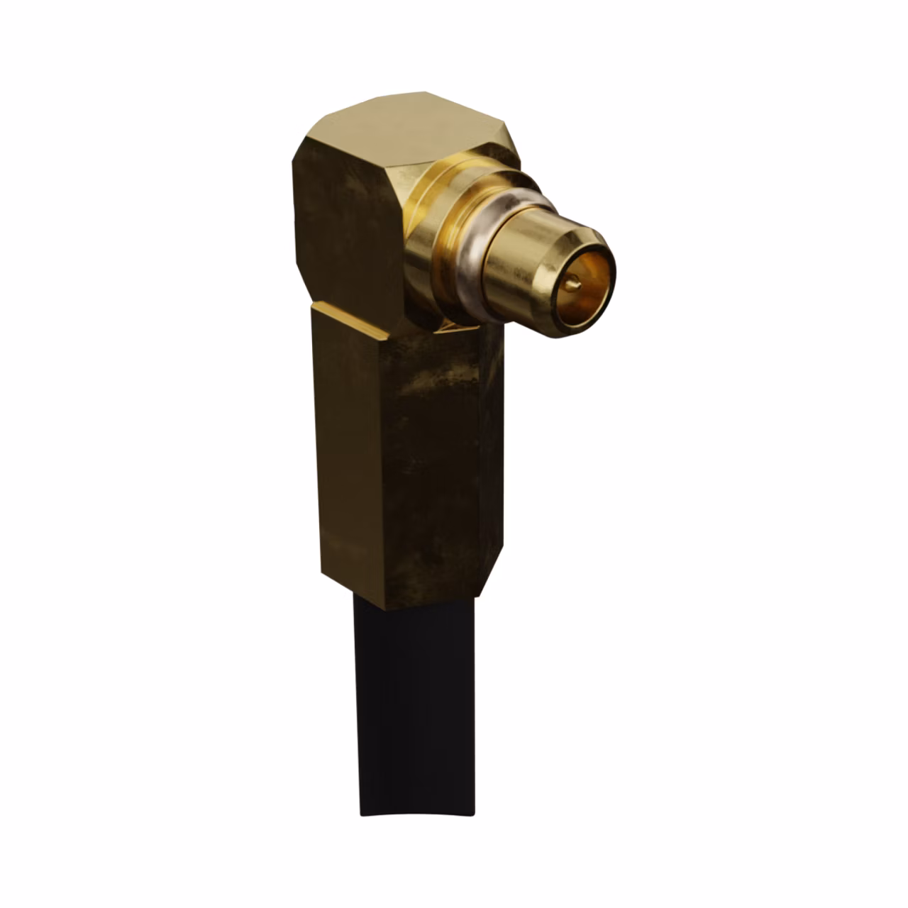 MMCX Plug, Right-Angle, Crimp, RD-316 Cable, Brass Body, Gold (Au) Plated, One Piece Per Bag, 50 Ohms for sale