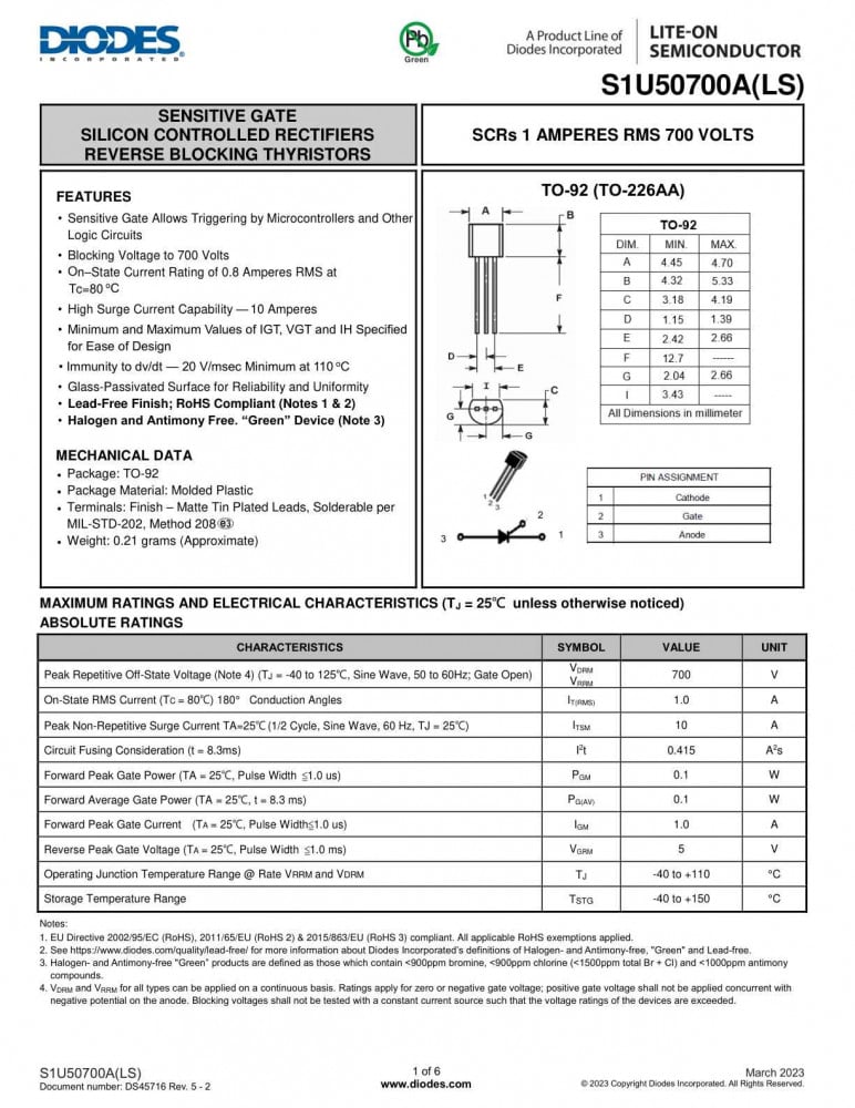 S1U50700A datasheet page 1
