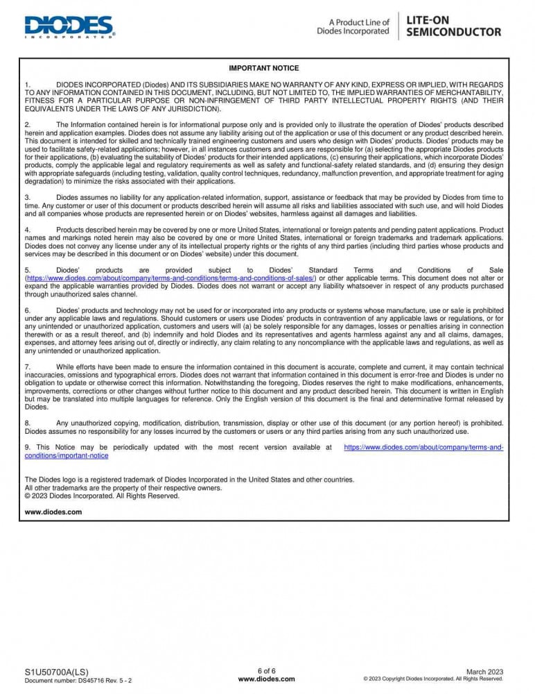 S1U50700A datasheet page 6