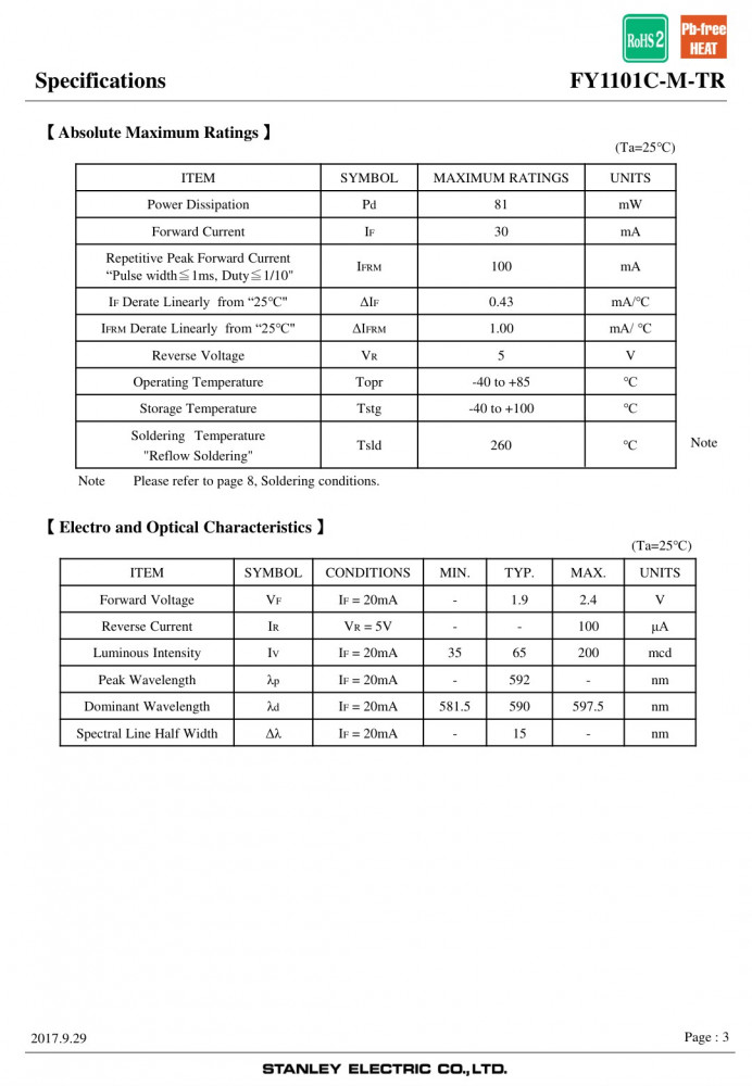 FY1101C-M datasheet page 3