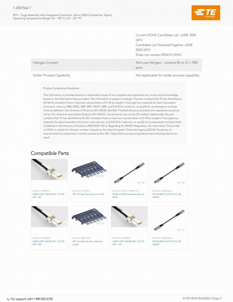 TE Connectivity technical document page 3