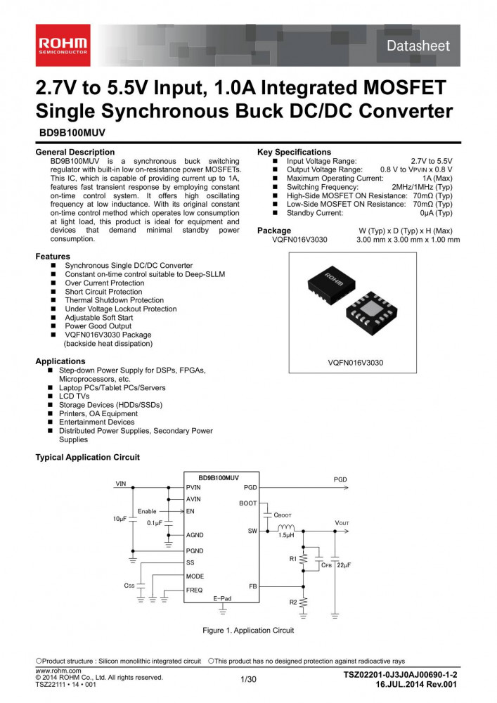BD9B100MUV-E2 datasheet page 1