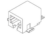 Modular Jack, Right-Angle, LCP, Surface Mount, 8/8, 1.27µm Gold Plating