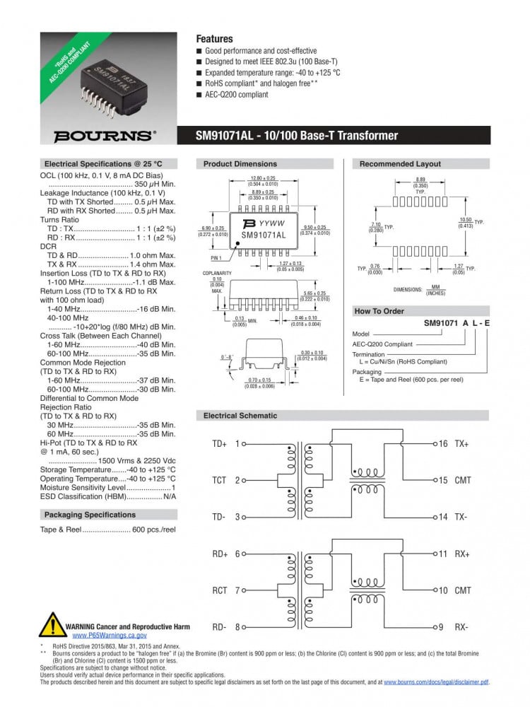 SM91071AL-E datasheet page 1