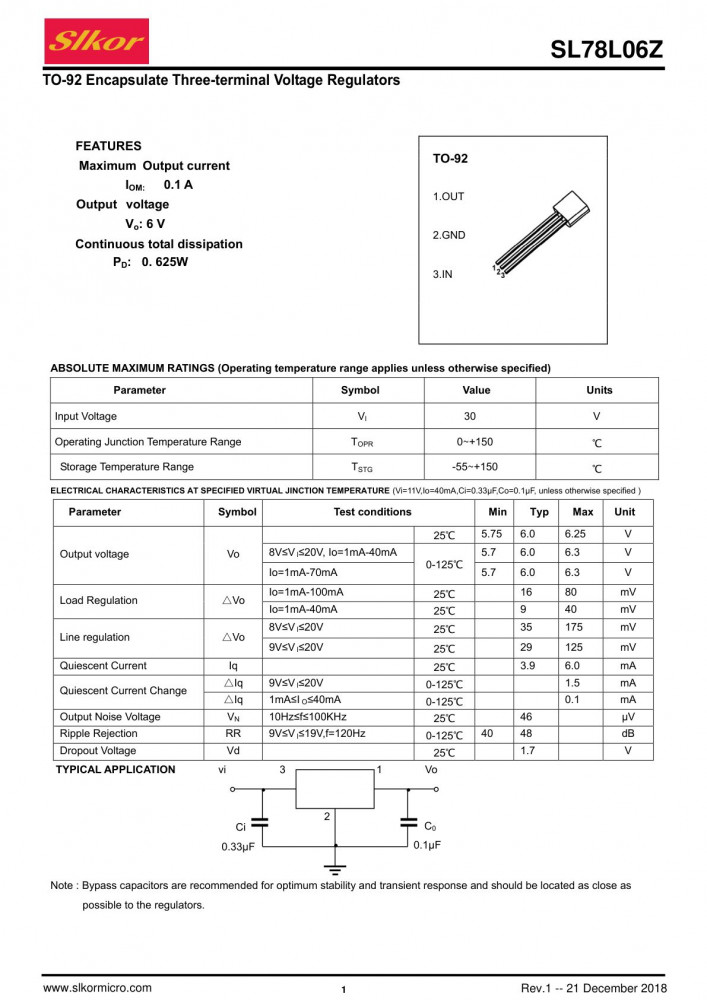 SL78L06Z datasheet page