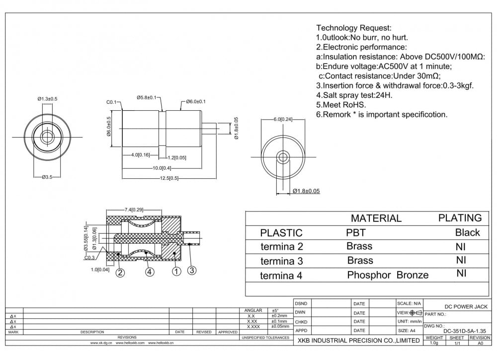 DC-351D-5A-1.35 technical drawing page