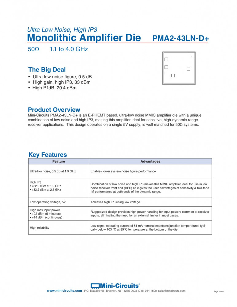 PMA2-43LN-DG+ datasheet page 1