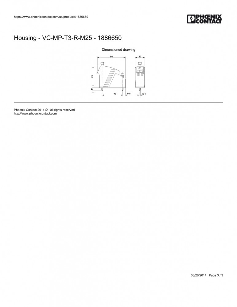 Phoenix Contact 1886650 dimensioned drawing