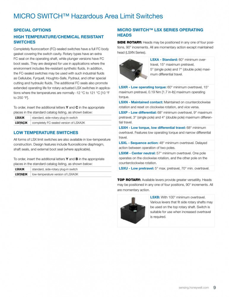 Honeywell LSX datasheet page 9