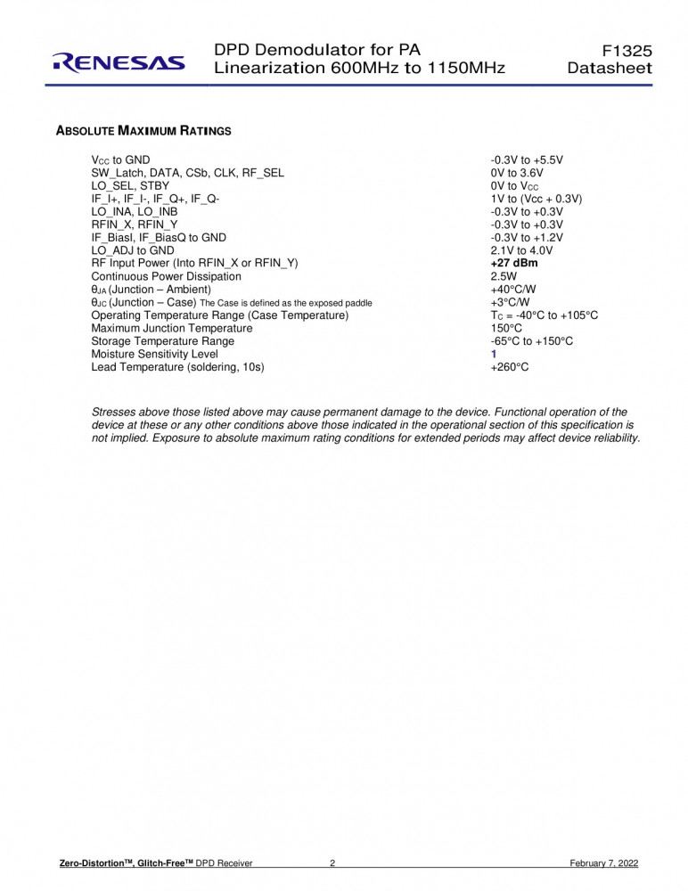 F1325NBGI datasheet page 2