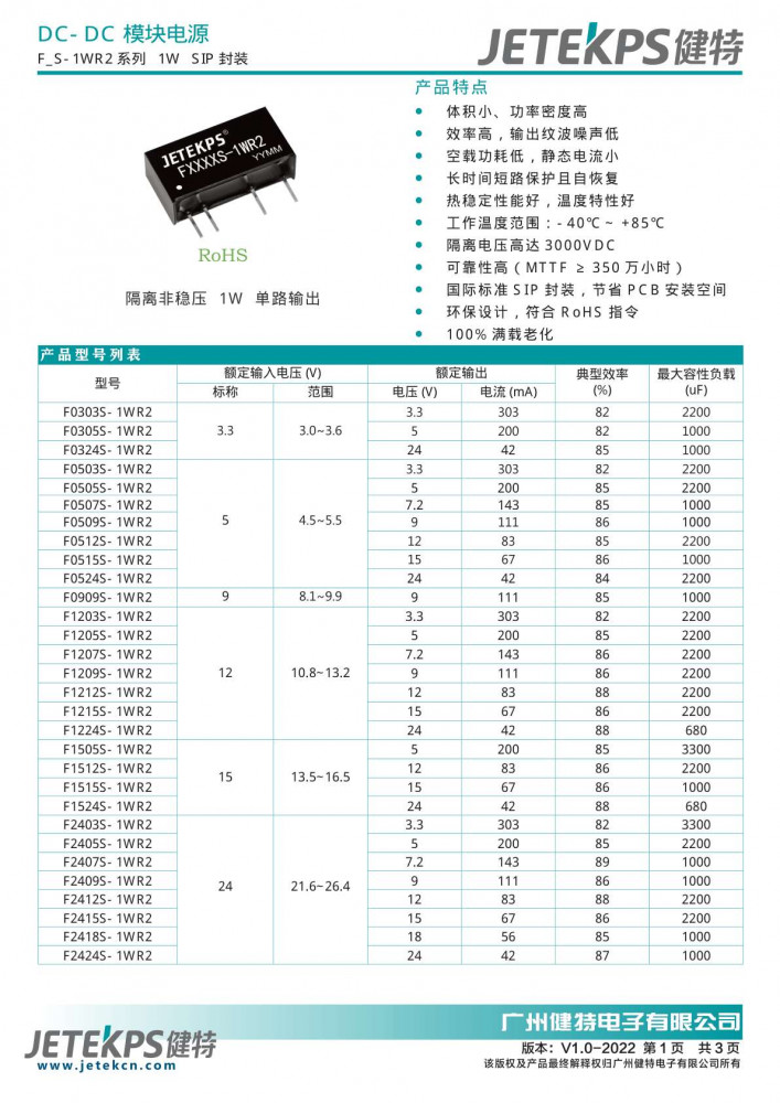 F0505S-1WR2 datasheet page 1