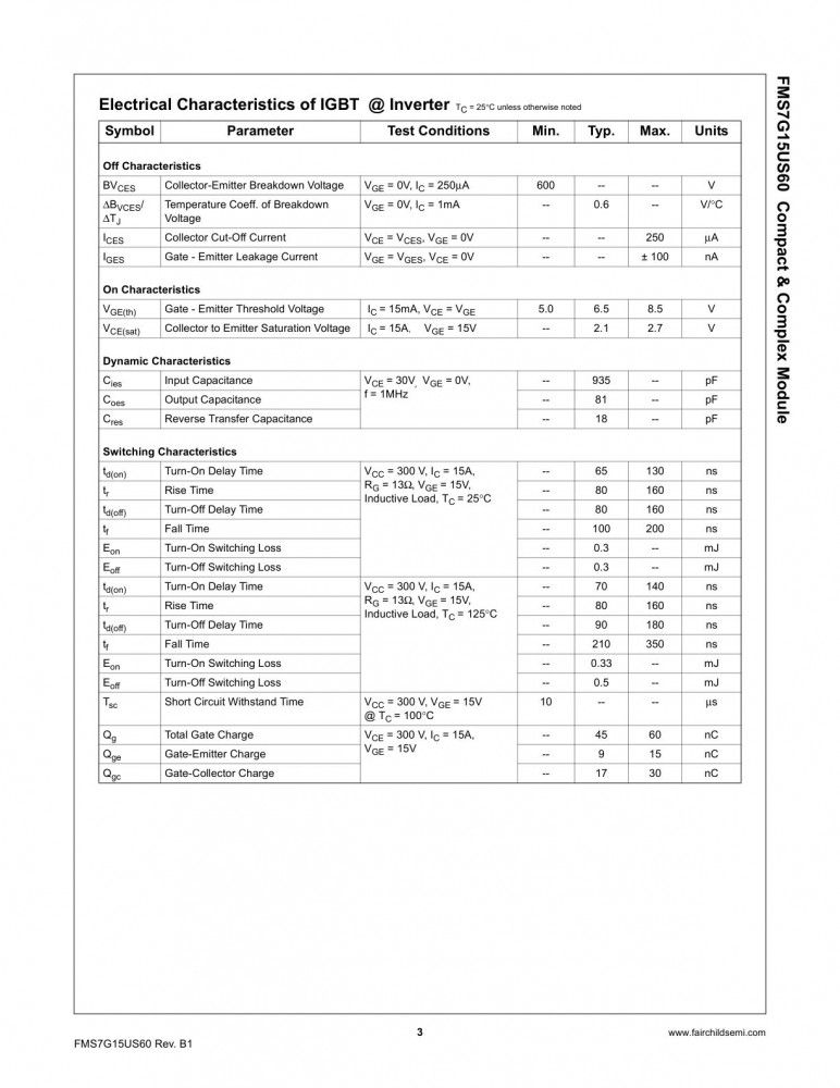 FMS7G15US60 datasheet page 3