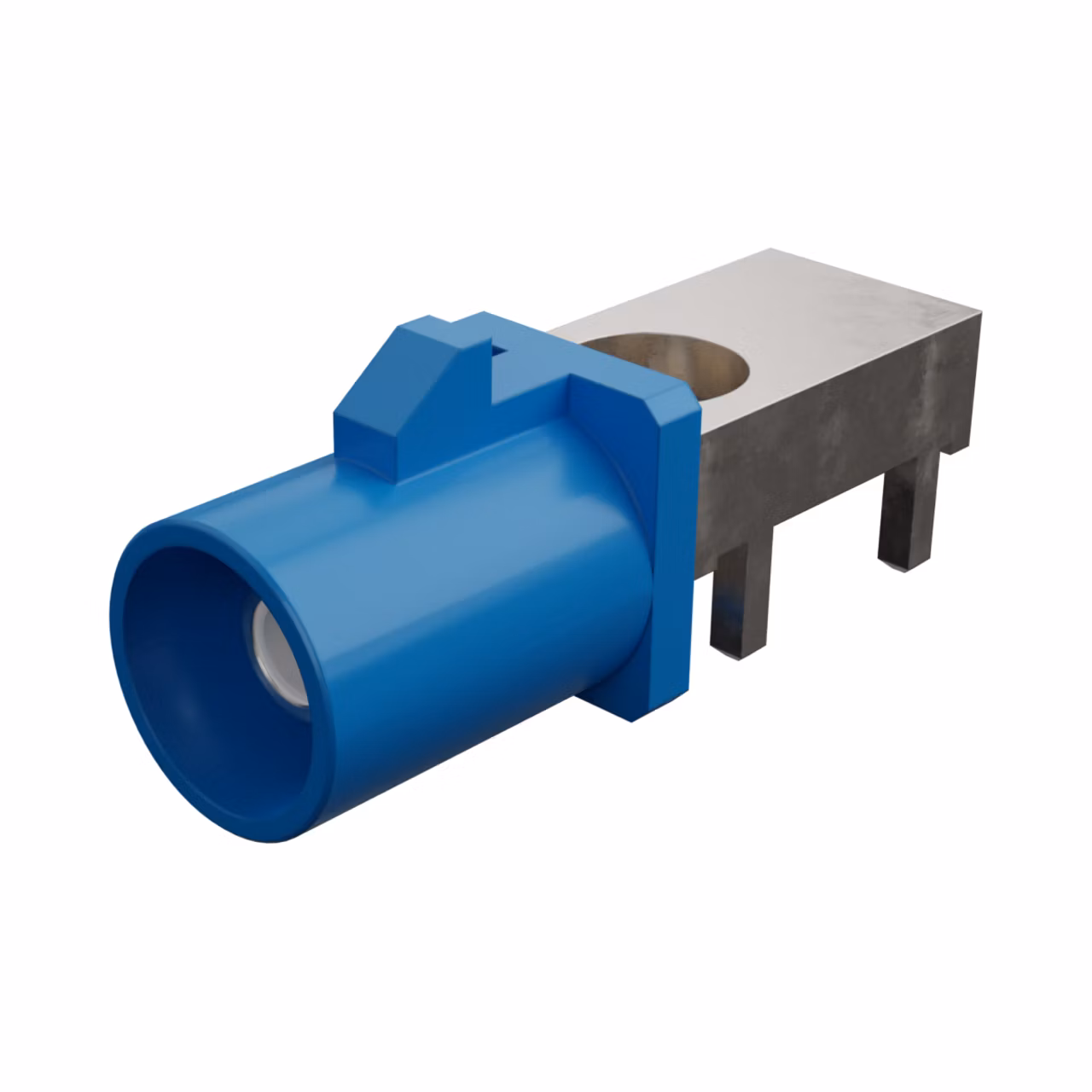 FAKRA Jack, Right-Angle, PCB Receptacle, Through Hole, Die Cast Body, Tin (Sn) Plated, Pin in Paste, Tape and Reel, Keying Code Z, Water  Blue, 50 Ohms for sale