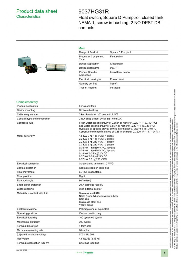 9037HG31R technical document page 1