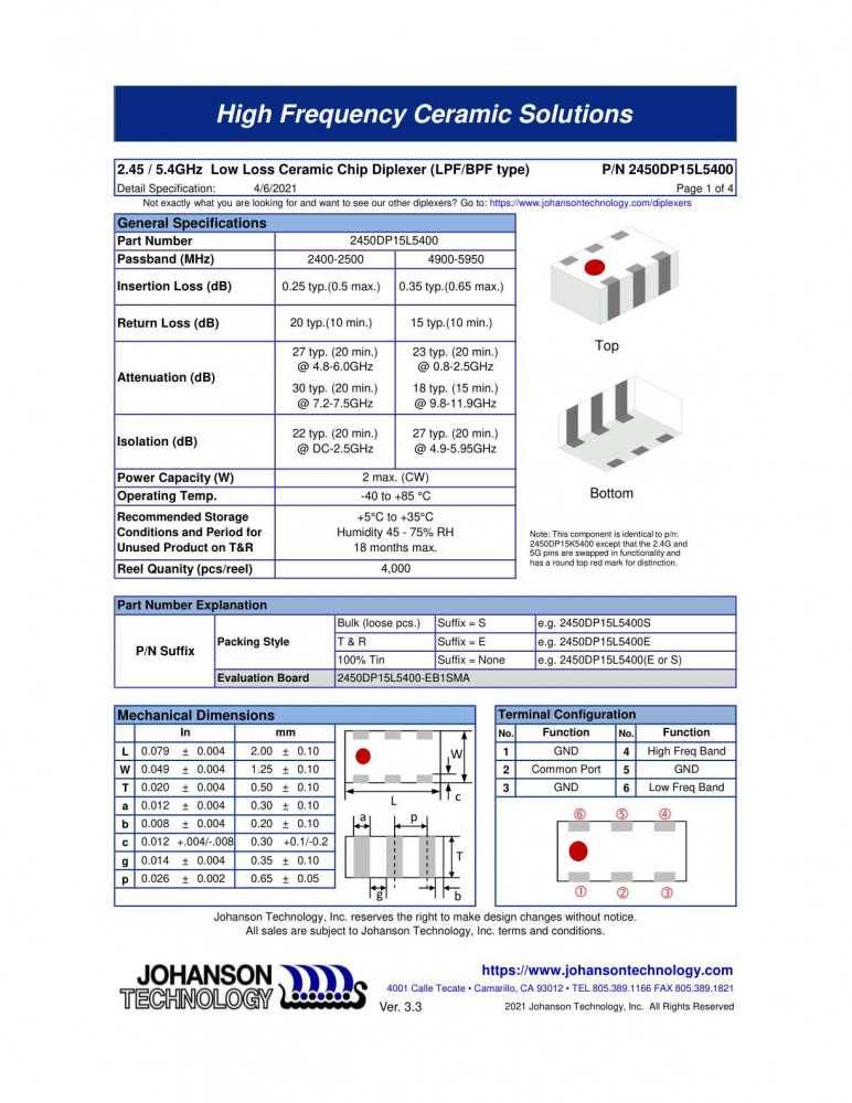 2450DP15L5400 datasheet page 1