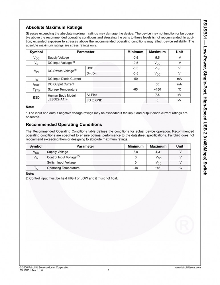 FSUSB31 datasheet page 4