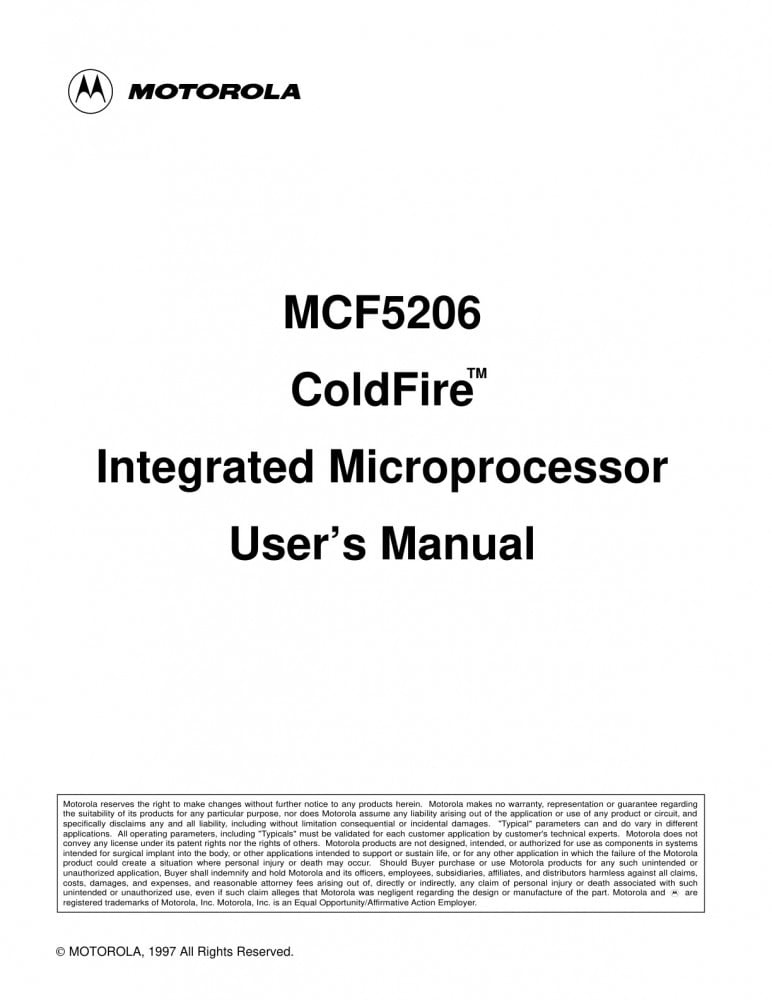MCF5206 documentation page 1