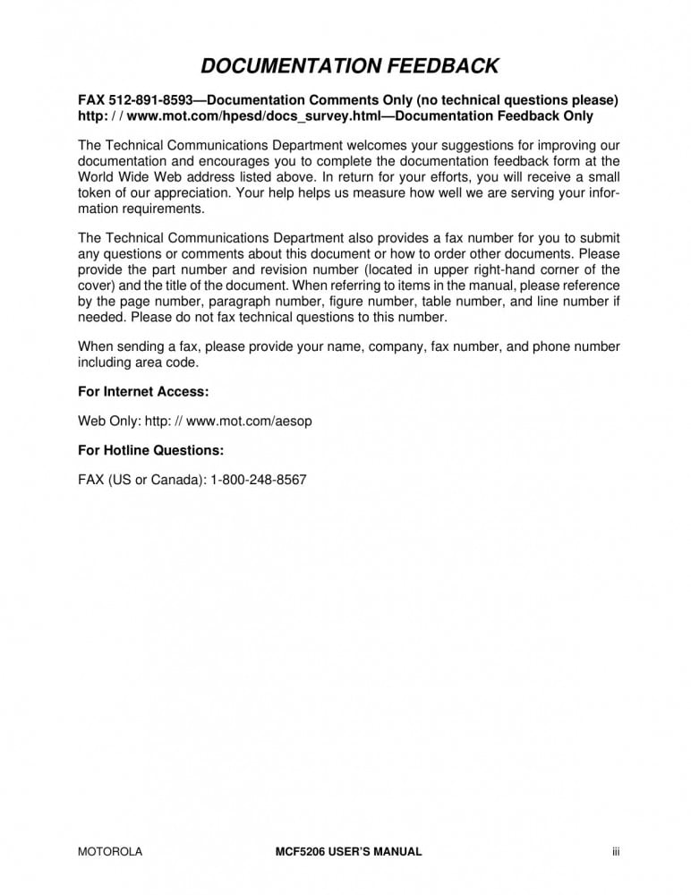MCF5206 documentation page 3
