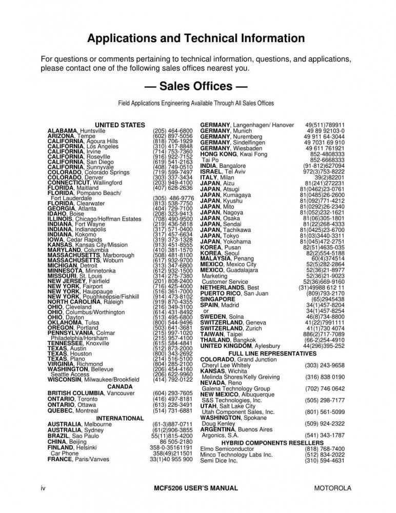 MCF5206 documentation page 4