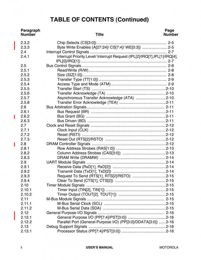 MCF5206 documentation page 7