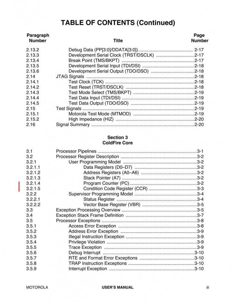 MCF5206 documentation page 8