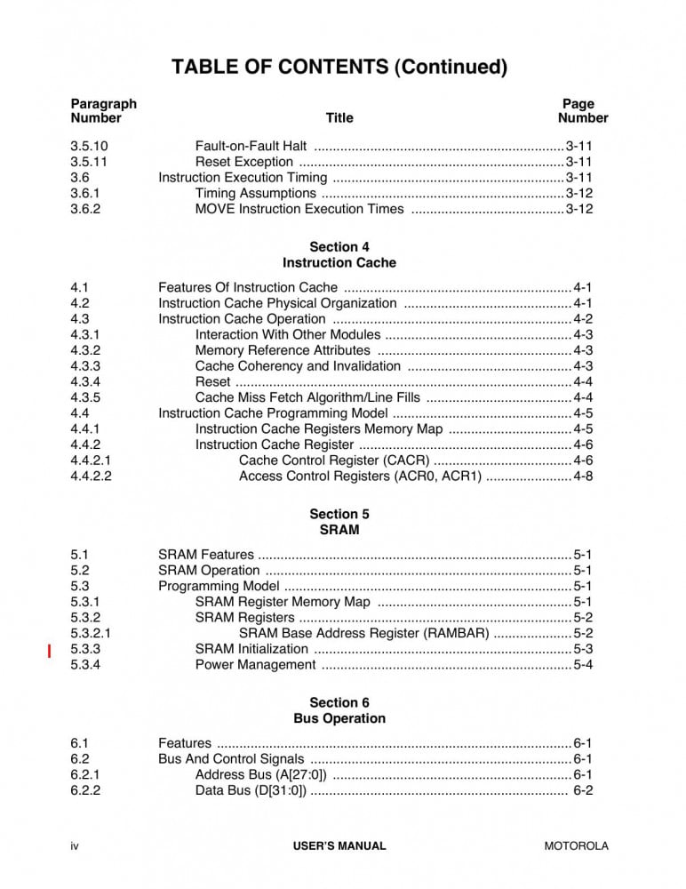 MCF5206 documentation page 9