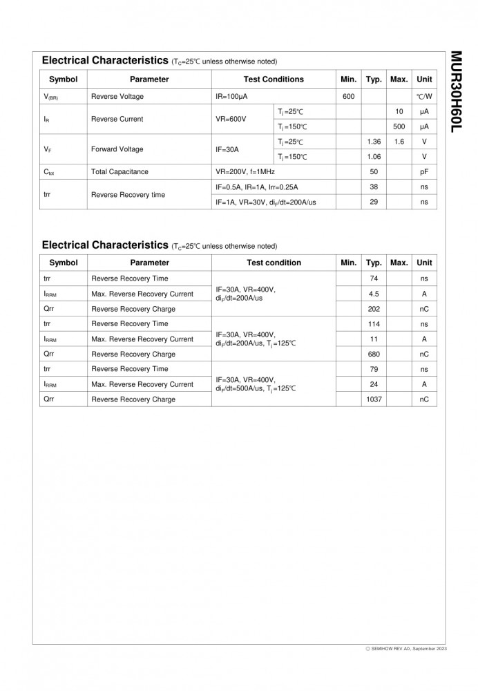 MUR30H60L datasheet page 2
