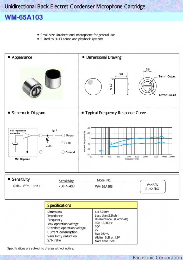 WM-65A103 technical document page 1