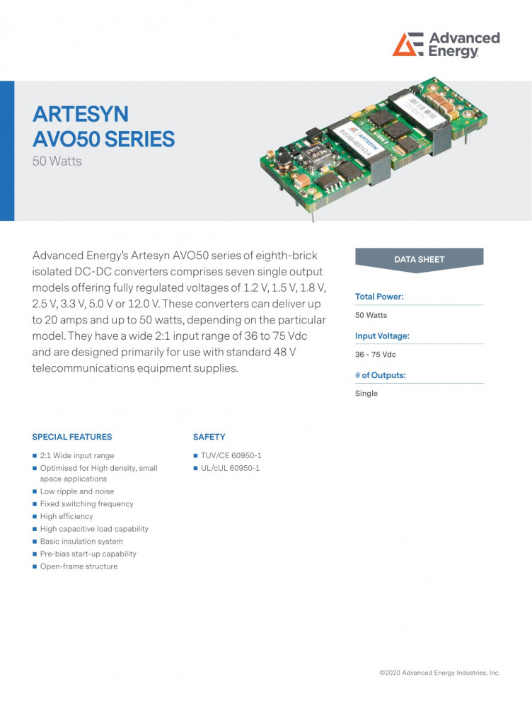 AVO50 datasheet page 1