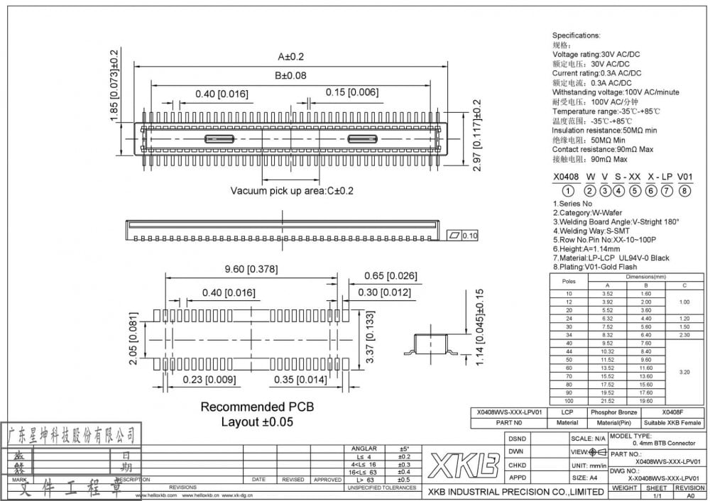 X0408WVS-50A-LPV01 technical document page 1