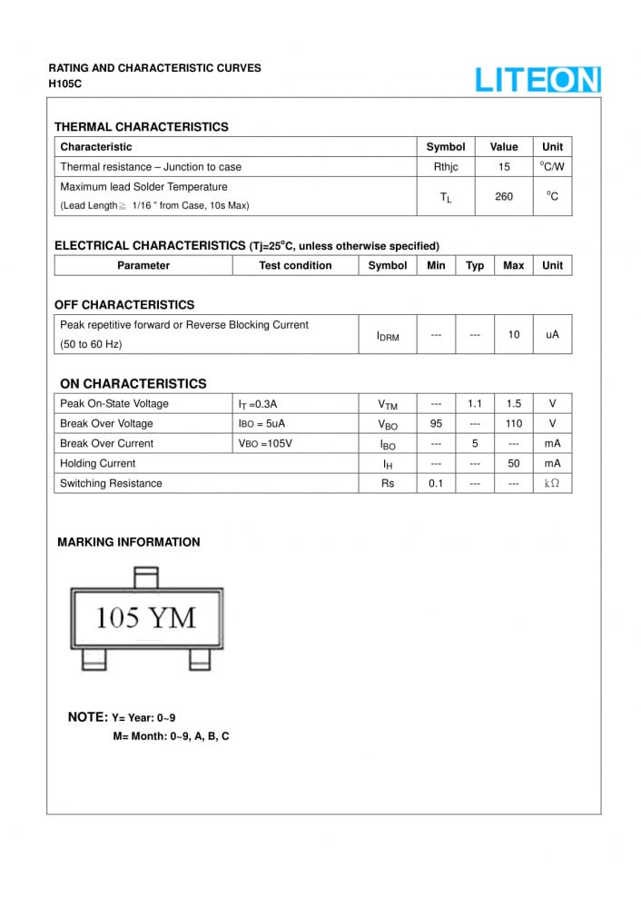 H105C datasheet page 2