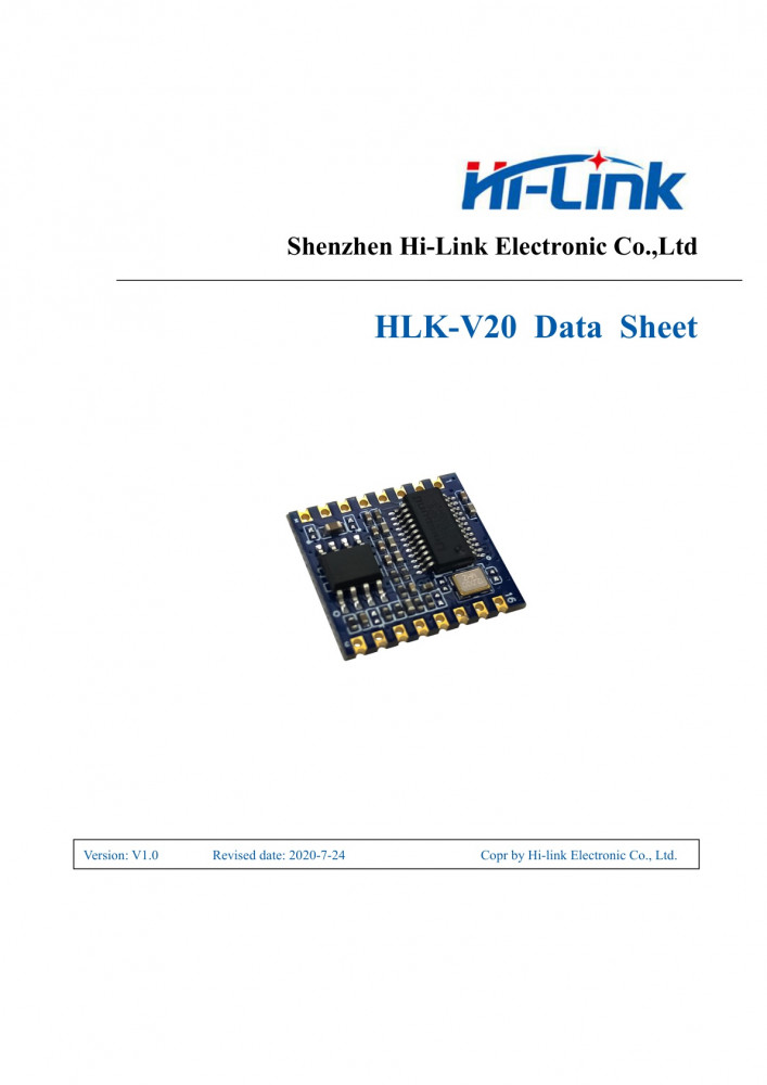 HLK-V20 datasheet page 1