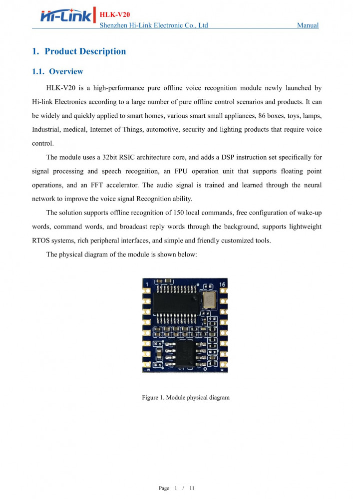 HLK-V20 datasheet page 3