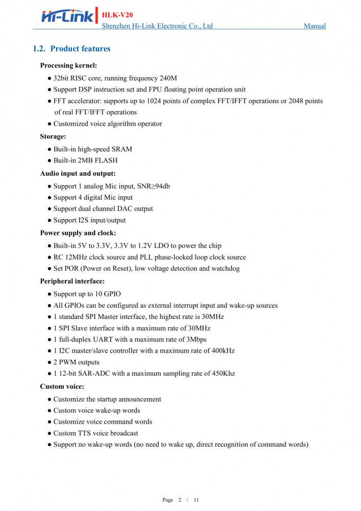 HLK-V20 datasheet page 4