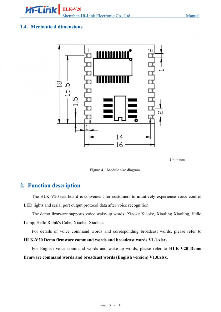 HLK-V20 datasheet page 7